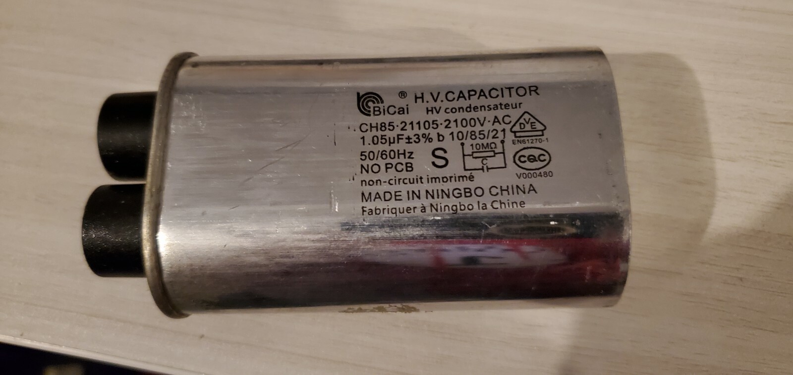 OEM Whirlpool Microwave Oven wmh31017hs HV Capacitor CH85 21105 2100V ...