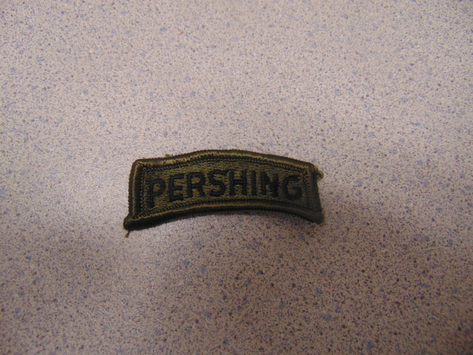 MILITARY PATCH US ARMY SHOULDER TAB SEW ON PERSHING OD GREEN SUBDUED ...