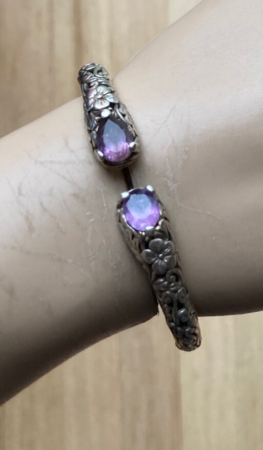 Annika Witt Bali Ati ID Sterling Silver Amethyst Bracelet | eBay