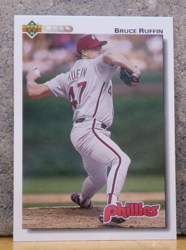 AWESOME PHOTO ON OLDER BASEBALL CARD PHILLIES BRUCE RUFFIN - UP ON THE ...