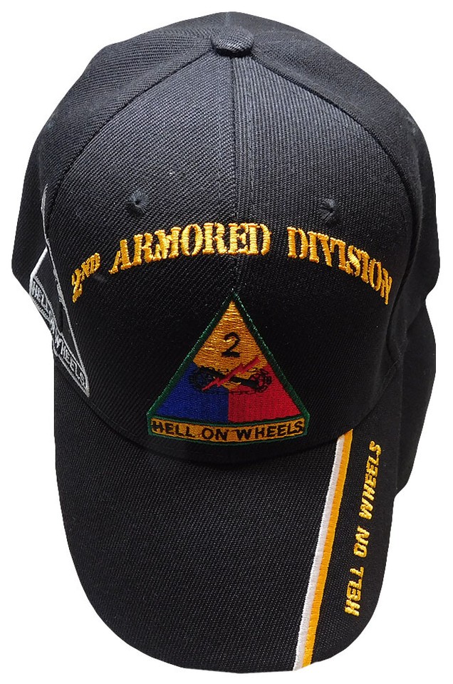 U.S. ARMY 2ND ARMORED DIVISION Hell on Wheels Shadow Black Embroidered ...