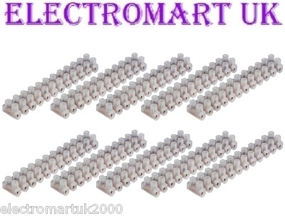 10 X 12 WAY 5A 5 AMP STRIP CONNECTOR ELECTRICAL WIRE TERMINAL CHOC ...