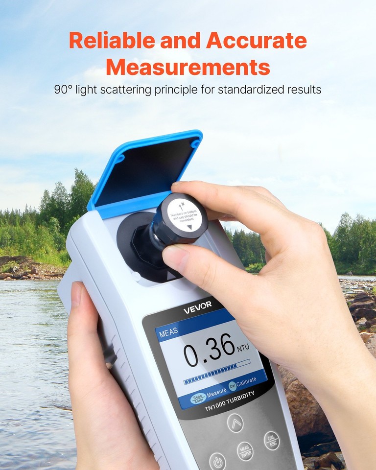 VEVOR Turbidity Meter, 0–1000 NTU Measuring Range, ISO 7027 Compliant ...