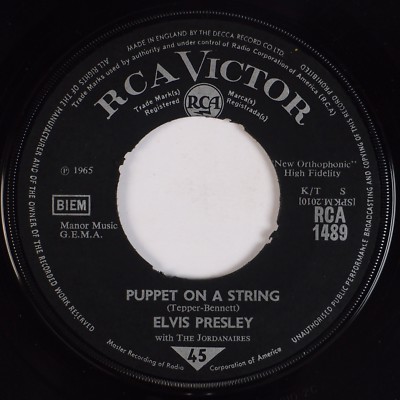 ELVIS PRESLEY: Puppet on a String RCA 1489 UK Press 45 HEAR | eBay