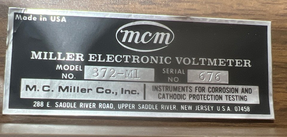 Vintage MC Miller Co. - Electronic DC Voltmeter Model 372-M1 Used ...