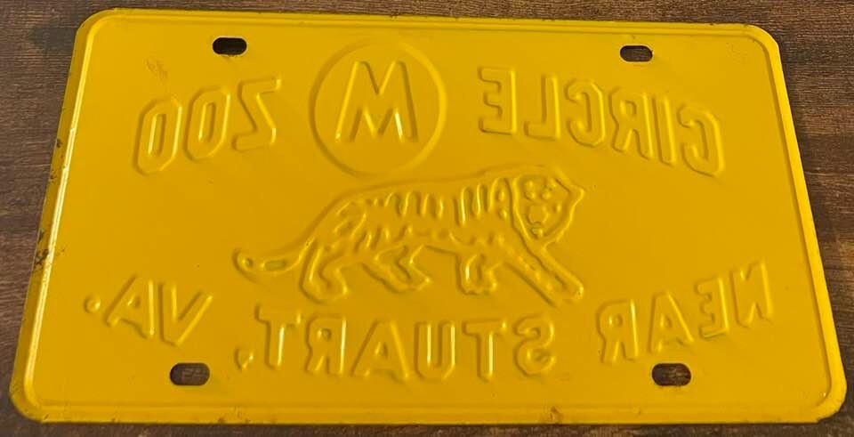 Circle M Zoo Booster License Plate Tiger Near Stuart Virginia Embossed ...