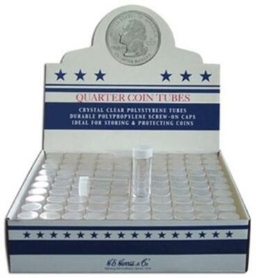 Lot 10 New Harris Round Clear Quarter Coin Tubes Screw On Cap Archival ...