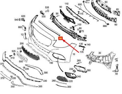 MB C W205 FRONT BUMPER UPPER FRONT END SEALING A2056281300 | eBay