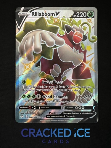 Rillaboom V SV105/SV122 Shining Fates Shiny Ultra Rare Holo Pokemon ...