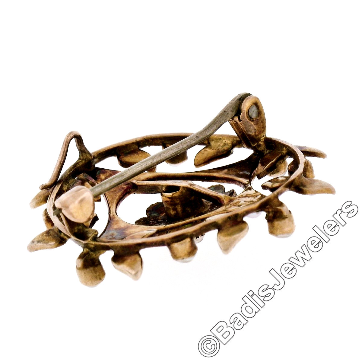 Antique Victorian 14K Yellow Gold Prong & Bezel Seed Pearl Open Round ...