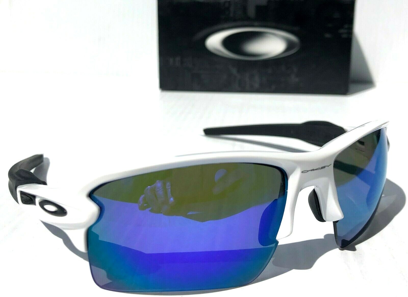NEW* Oakley FLAK JACKET 2.0 WHITE w POLARIZED Galaxy Blue Sunglass 9188 ...