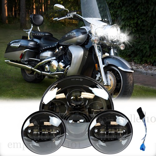 7" Inch LED Headlight +4.5" Passing Lights For Yamaha Royal Star Venture XVZ1300 | eBay
