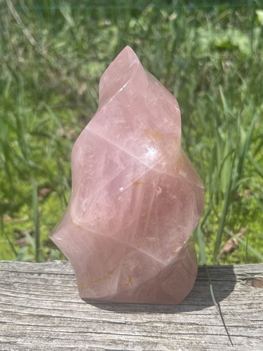 Large Rose Quartz Flame Tower- Natural 6” Bright Pink Rose Quartz Point ...