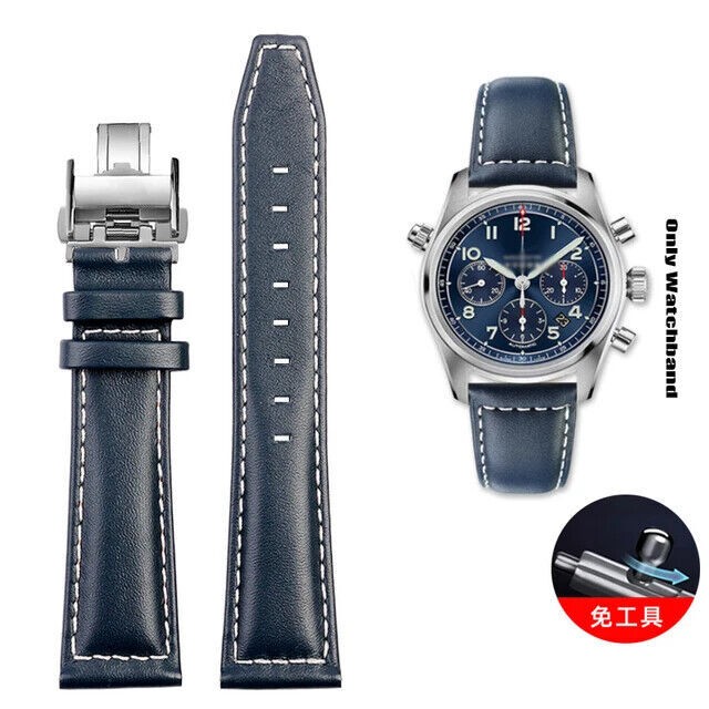 Bracelet Leather Watch Band Strap For Longines Pioneer L3.810 L3.820 ...