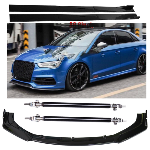 Front Bumper Lip Splitter Spoiler Strut Rods For Audi A3 S3 RS3 Glossy ...