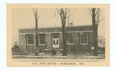 MIDDLEBURY,INDIANA-US POST OFFICE-B/W-PM1949-LINEN-(IN-MMISC) | eBay