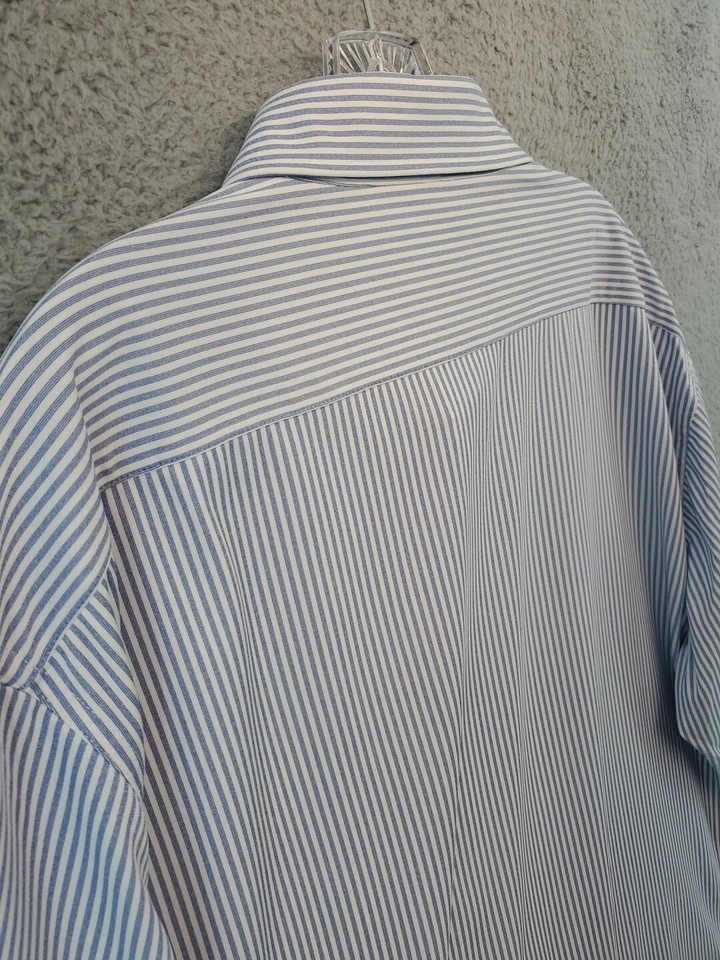 Elliot Mulryan Luxury Dress Shirt Men’s XXL White Blue Stripe Long ...