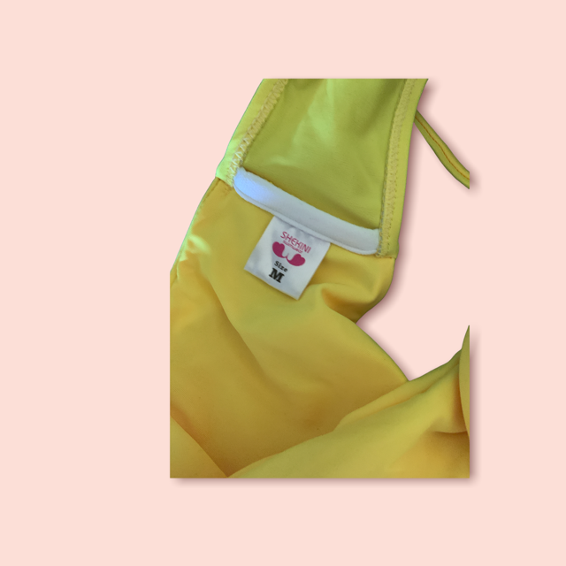 Shekini Swimsuit Bikini Top - Sz Medium - Yellow front tie pre-owned | eBay