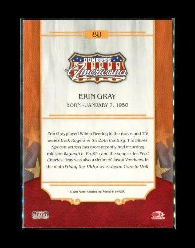 2009 PANINI DONRUSS AMERICANA TV Movie Actor Trading Card #88 ERIN GRAY ...