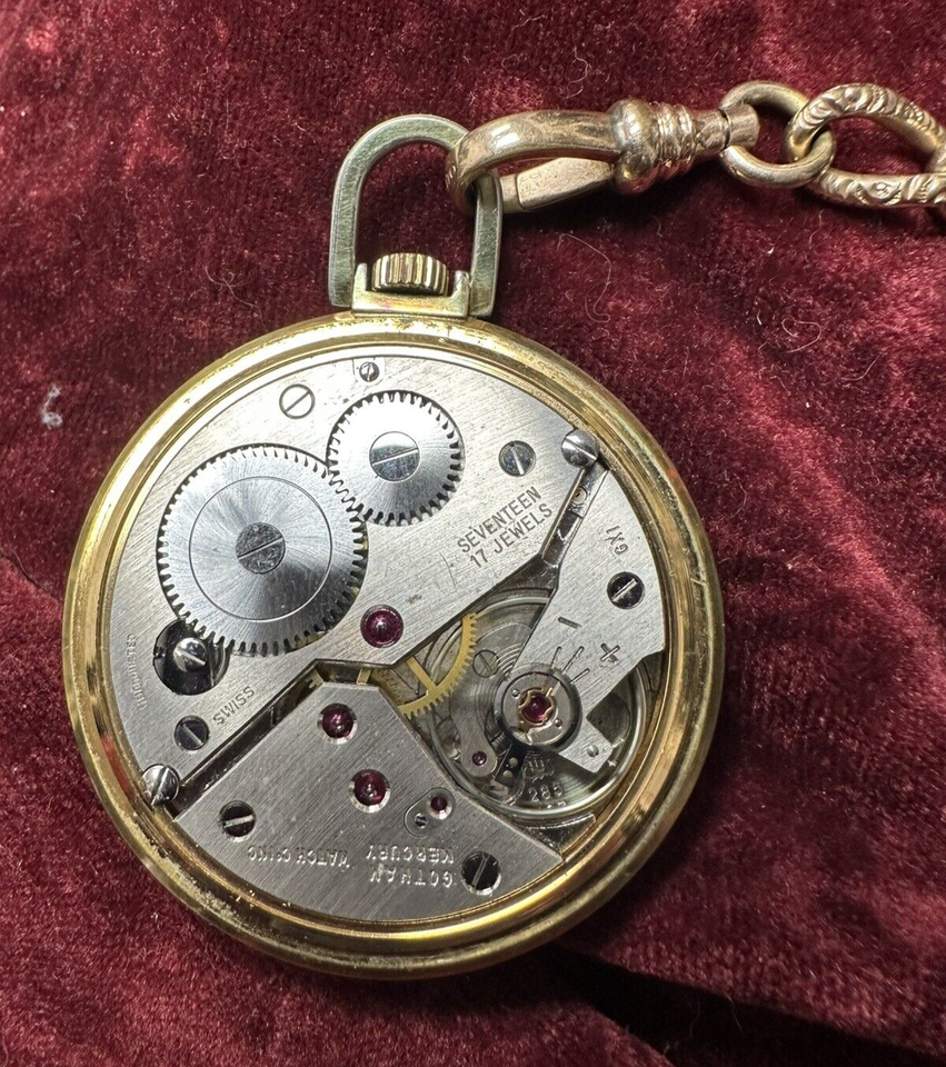 Paul Raynard 17 Jewels Pocket Watch W/ Gold Filled Watch Chain Fob 12"L ...