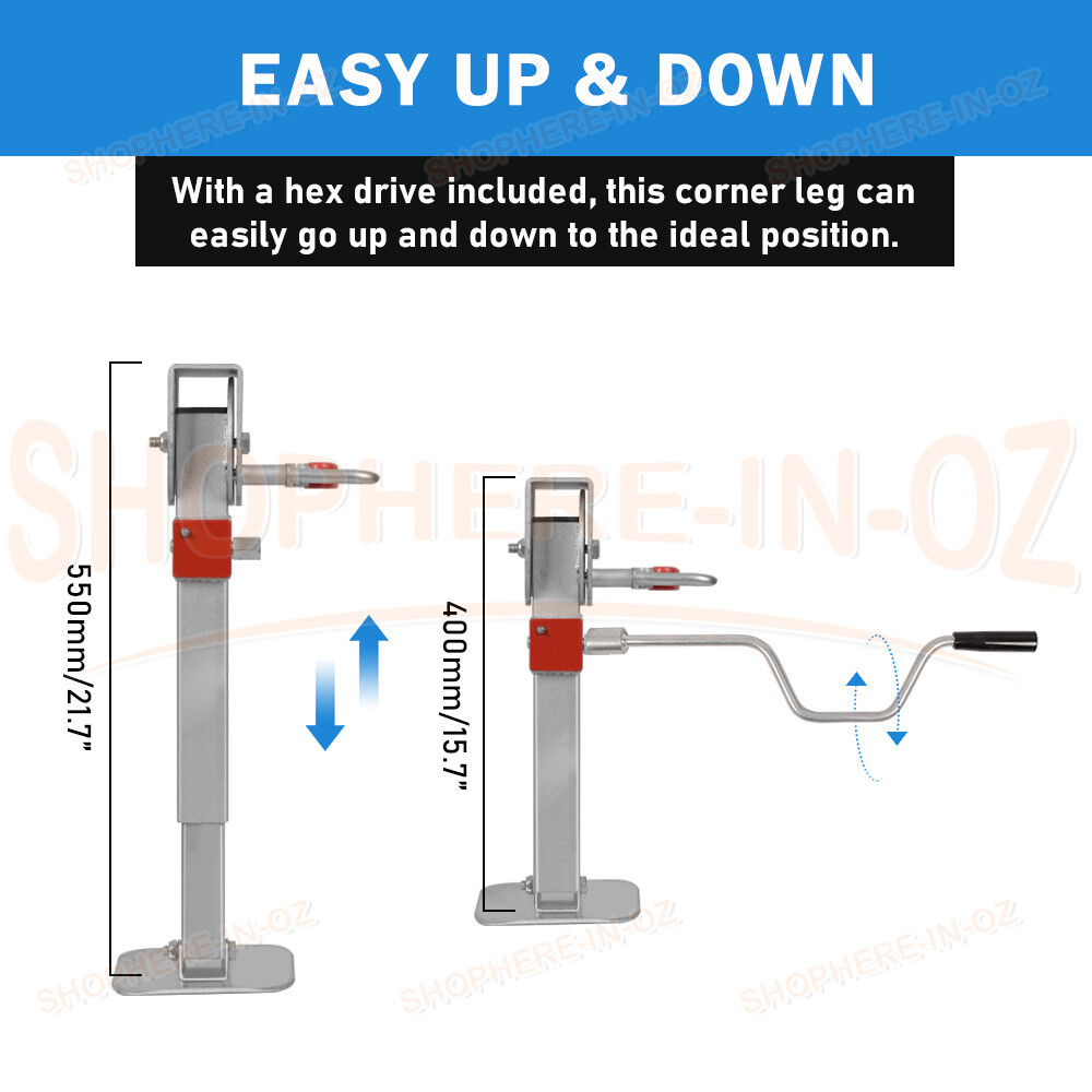 400mm-550mm Drop Down Corner Legs W/Handle Steel Base Caravan ...