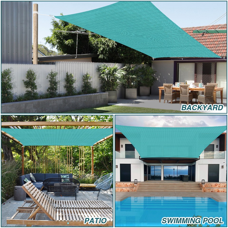 Outdoor Sun Shade Sail Rectangle Turquoise Yard Garden Pool Canopy ...