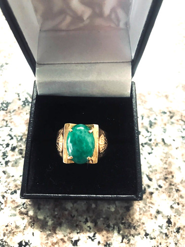 Vintage 17k Solid Gold mens ring size 10, 7 grams, Em… - Gem