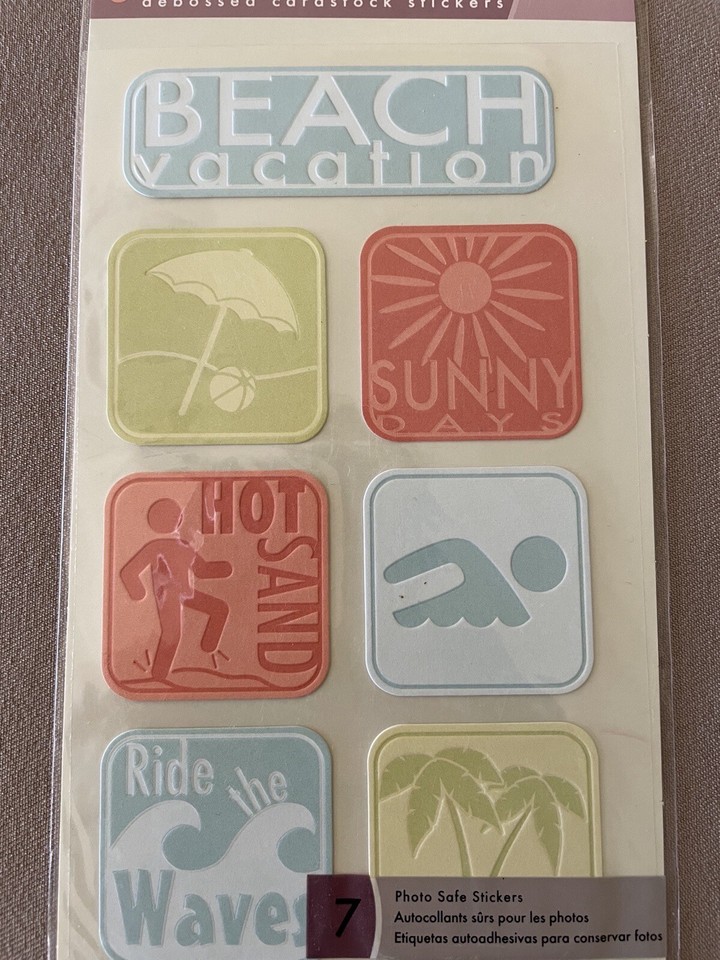 Sheet Of Sticko “Beach Themed” Stickers, Includes 7 Stickers, New In ...