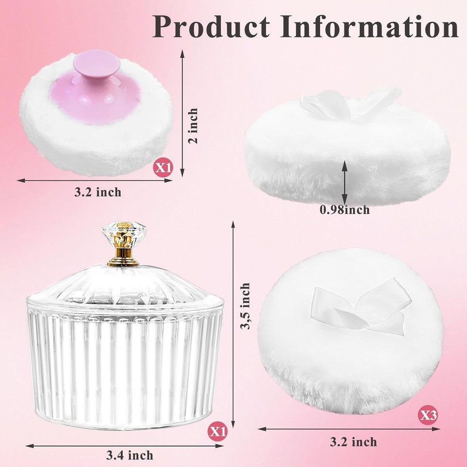 5Pcs Dusting Powder Container with Puff, 3.4 Inch Acrylic Body Powder ...