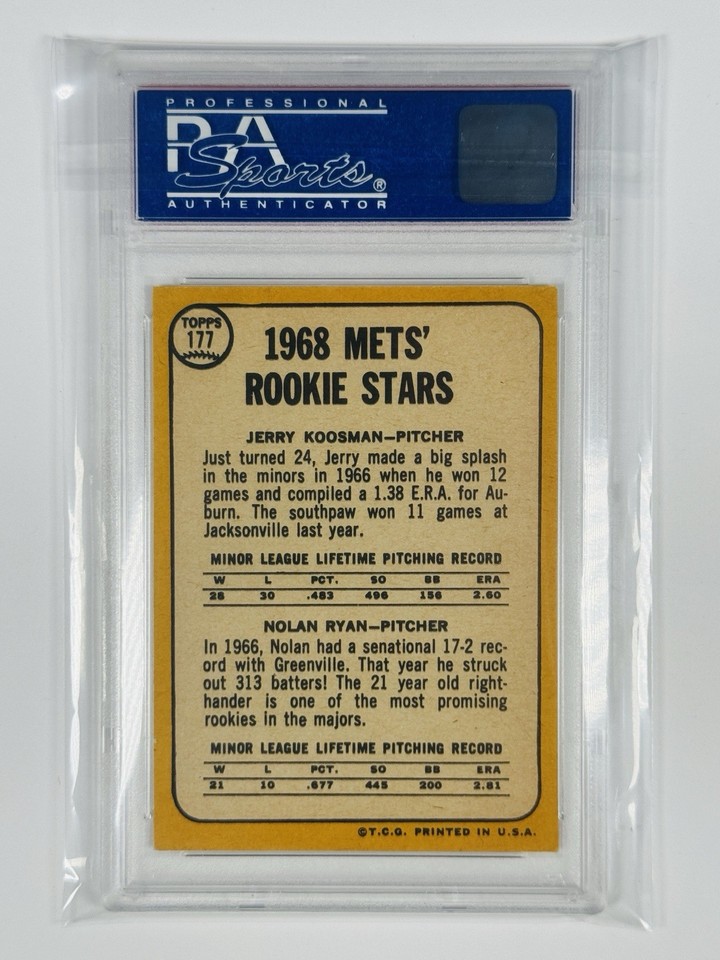 1968 TOPPS METS ROOKIE STARS JERRY KOOSMAN NOLAN RYAN #177 PSA 6 | eBay