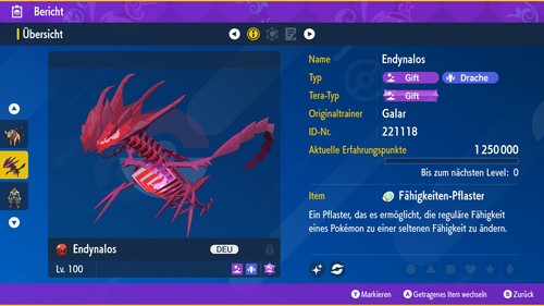 Shiny Endynalos 6IV | LVL 100 | Pokemon Karmesin / Purpur / Scarlet ...