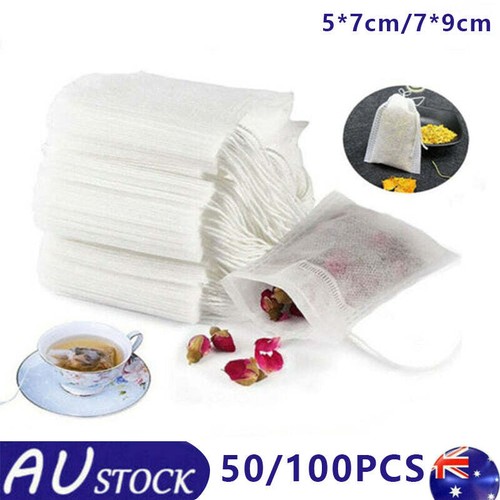 50x Reusable 100% Cotton Muslin Filter Bags Spices Herbs Tea Soup ...