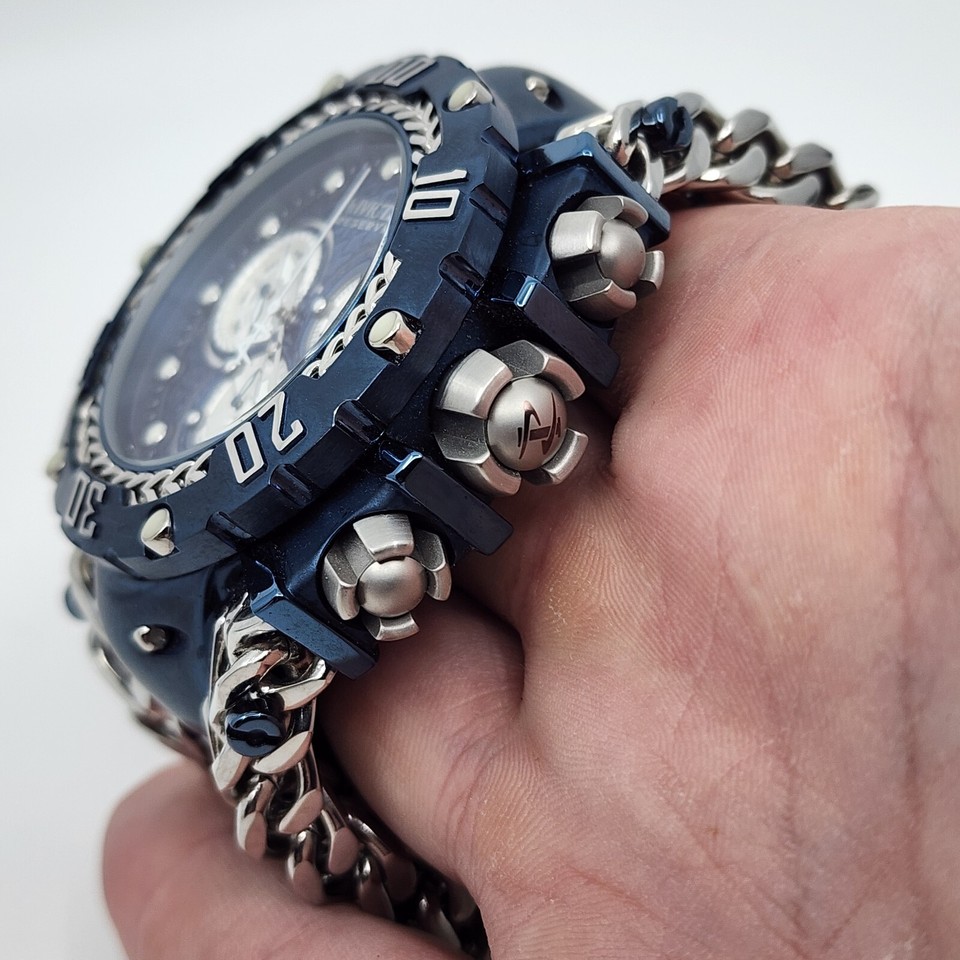 RARE INVICTA 34438 Blue/Silver Reserve Men's 61mm Gladiator Swiss ...