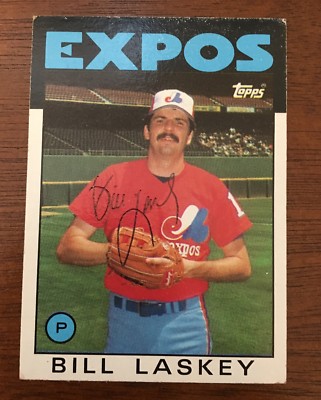 BILL LASKEY 1986 TOPPS AUTOGRAPHED SIGNED AUTO BASEBALL CARD EXPOS 603 ...