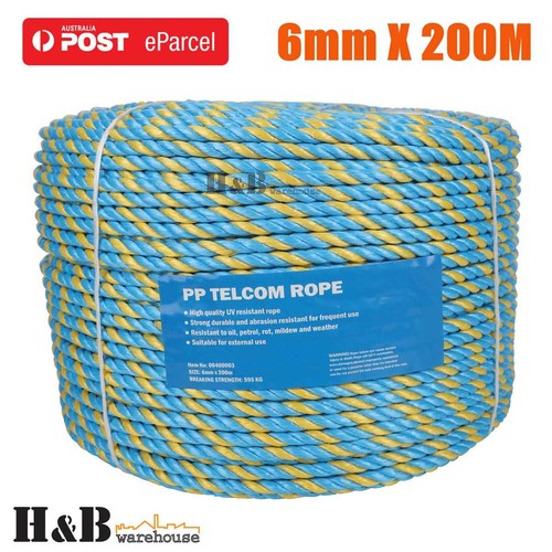 6mm x 200M Telstra Rope Parramatta Rope Coils Breaking Strength 595 KG ...