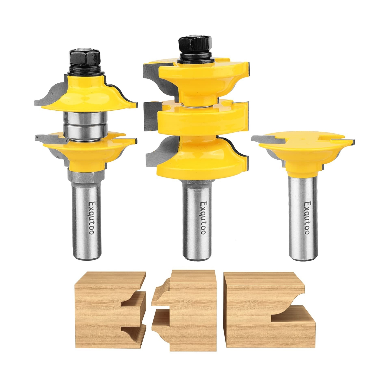 Exqutoo 1/2 Inch Shank 3 Piece Router Extension Tenon Drill Bit Set for ...