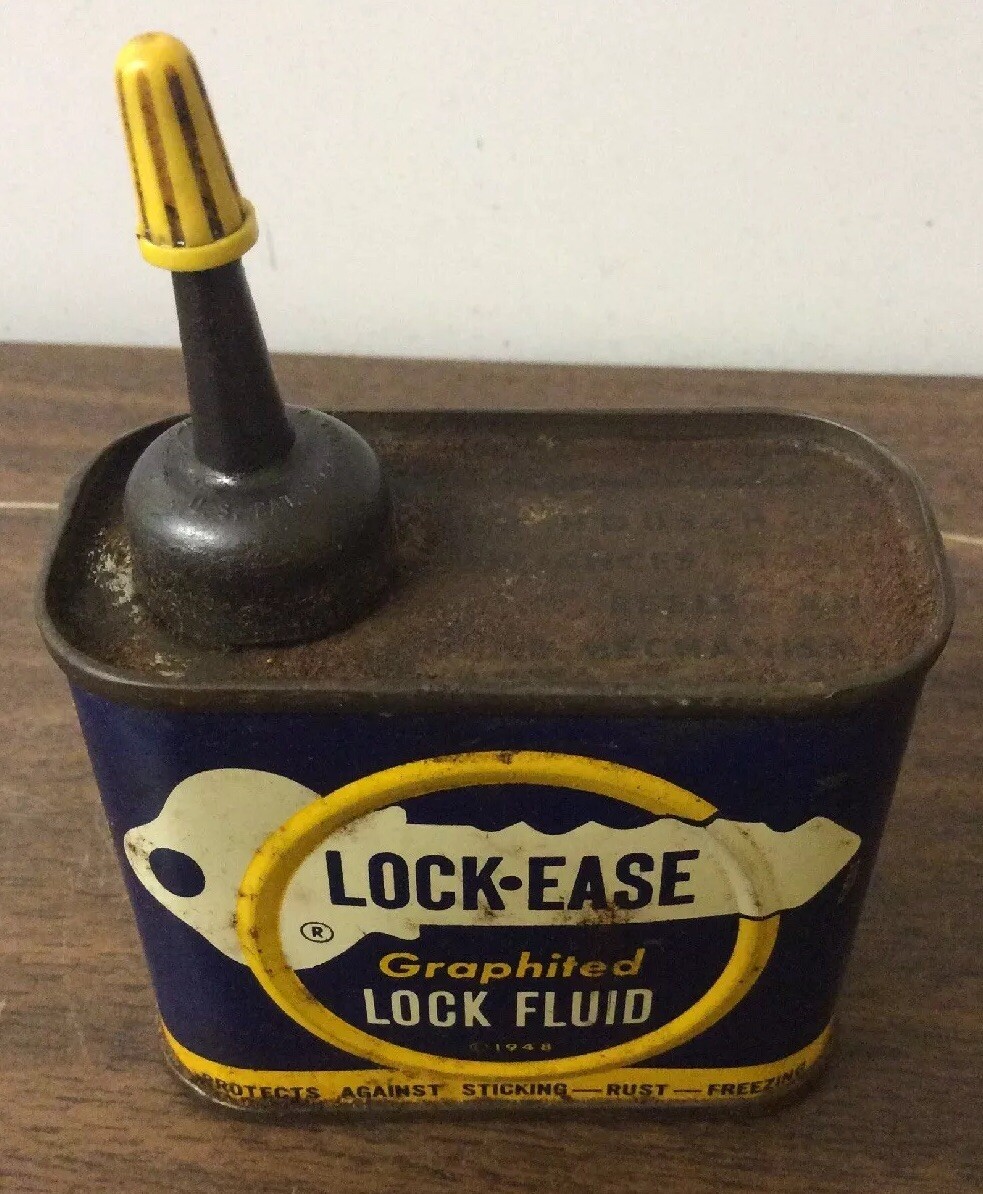 Vintage LOCK-EASE Graphited Lock Fluid Advertising Tin Oil Can | eBay