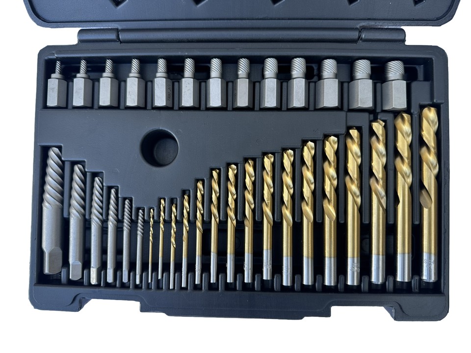 55pc Master Screw Extractor & Left Hand Drill Bit & Guide Set Bolt Stud ...