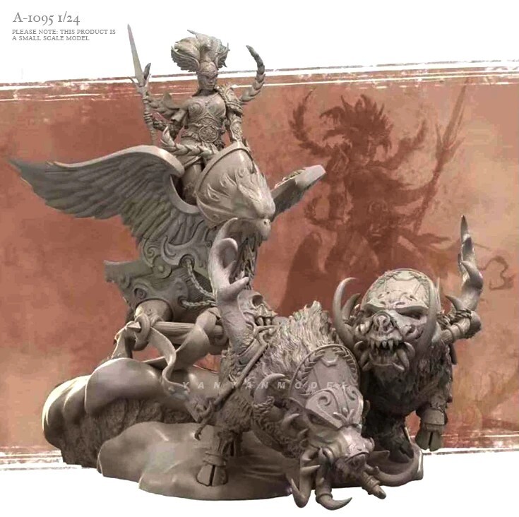 1/24 Resin Miniature - Warrior on Griffin Chariot with Oxen, Fantasy ...