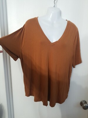 A NEW DAY Women's top shirt Short sleeve V neck color Brown rust XXL | eBay