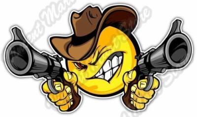 Angry Smiley Face Emoticon Gun Pistol Funny Car Bumper Vinyl Sticker ...