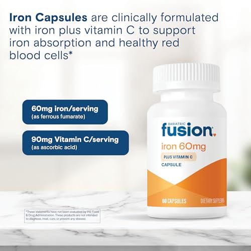 Bariatric Fusion Iron Supplement 60mg with Vitamin C | Easy to Swallow ...