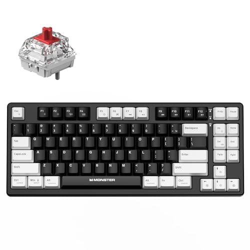 [New] Monster Gaming Keyboard Brown Switch Wired Keyboard 85% Compact ...