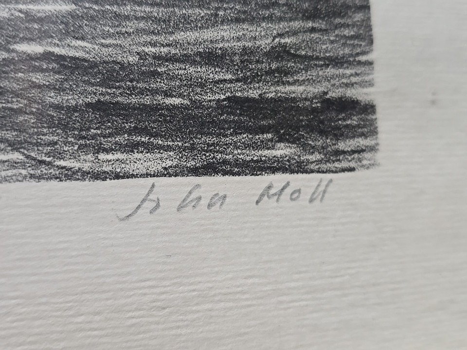 Artist John Moll Vintage Print "Chesapeake Log Canoes" Pencil Signature ...