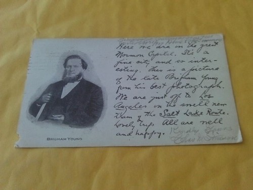 RARE 1907 POSTCARD MORMON BRIGHAM YOUNG SALT LAKE CITY UTAH CHARLES M ...