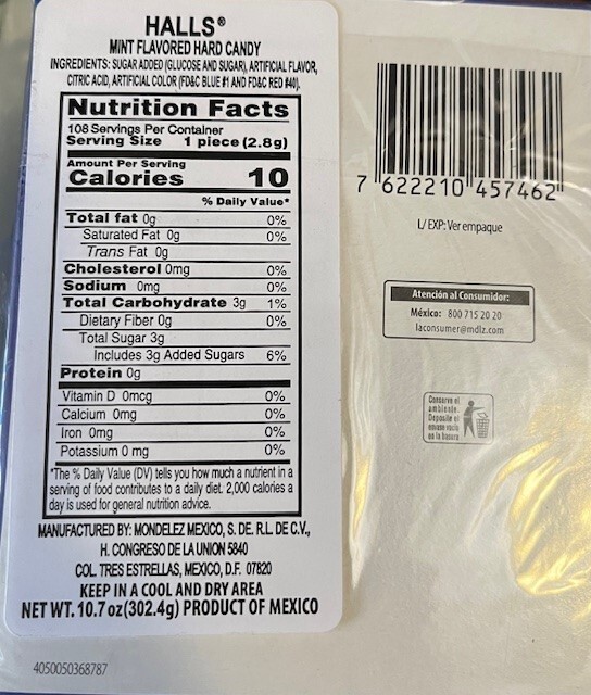 Mexican HALLS Cough Drops Mint Menta Flavor - 12 Pack | eBay