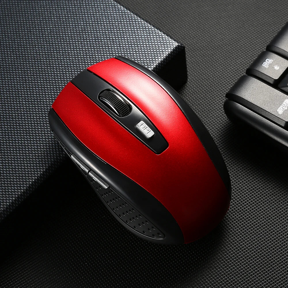 Funk Maus Büro Kabellos Wireless Mouse Für PC Laptop Schwarz Grau Rot ...
