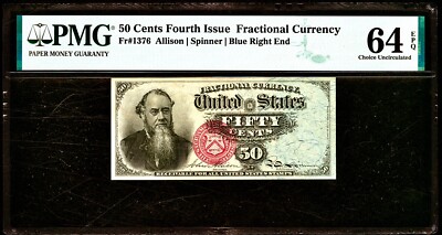 Fractional Currency Fr. 1376 Fourth Issue Stanton 50¢ Note PMG Choice ...