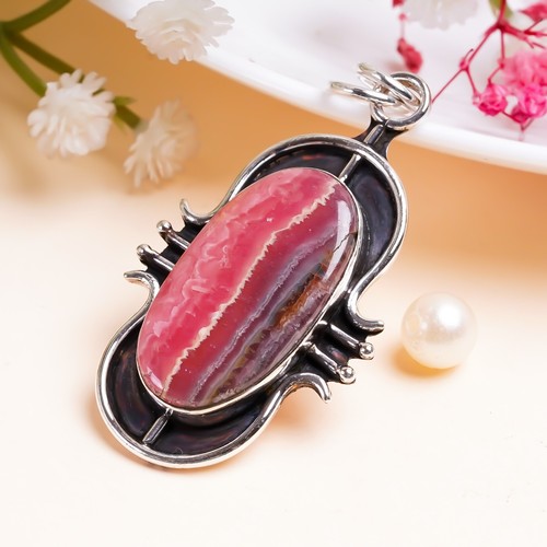 Rhodochrosite Gemstone Pendant 925 Sterling Silver Handmade Designer PG178 | eBay
