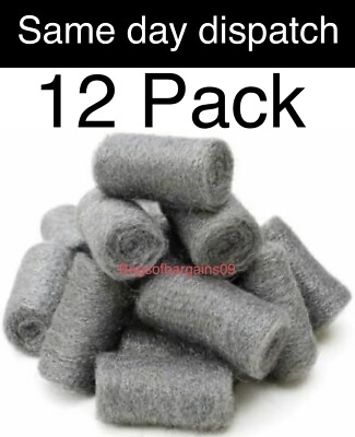 12/24pk Steel Wire Wool Pads Fine Smoothing Sanding Rust Removal Grease ...